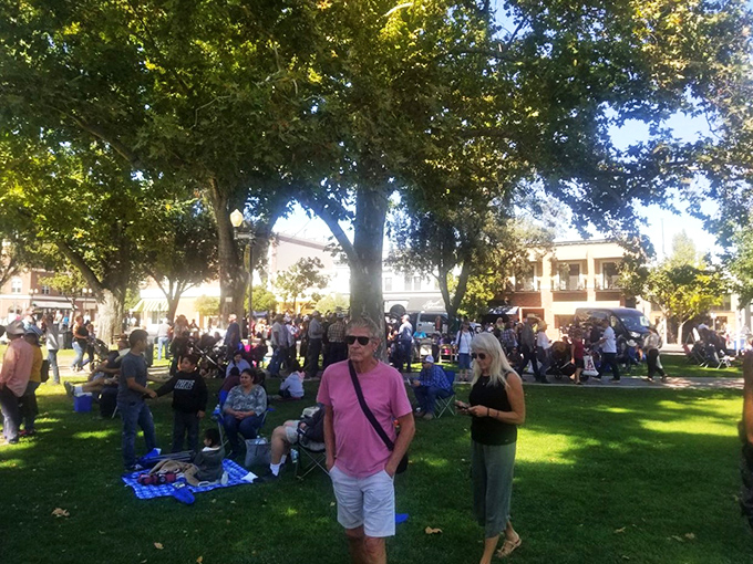 City Park transforms into a community living room during events. Notice how people are actually talking to each other instead of their phones?