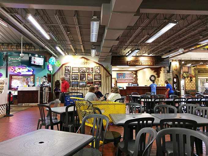 The food court—where shopping stamina is restored and strangers become temporary friends united by the universal language of "where did you find that?"