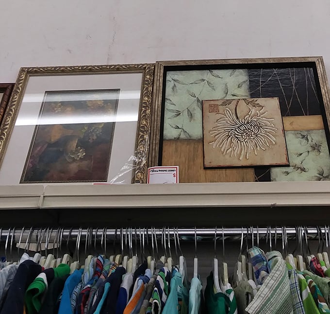 Wall art waiting for its forever home, from abstract swirls to elegant frames&mdash;someone's discarded decor becomes your conversation piece.