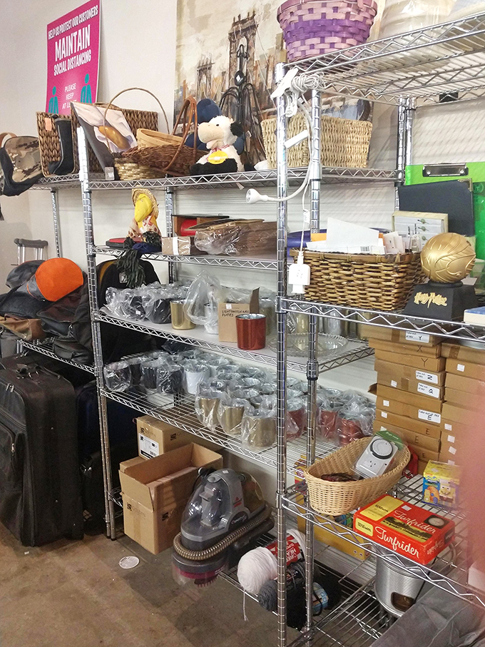 Baskets, stuffed animals, and household miscellany create a treasure hunter's paradise. One shopper's clutter becomes another's perfect finishing touch for their home d&eacute;cor.