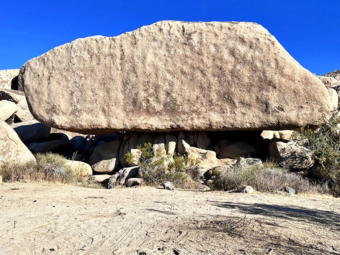 Rock balancing: Earth's original game of chance. This precariously perched boulder has been defying gravity since before humans invented the wheel.