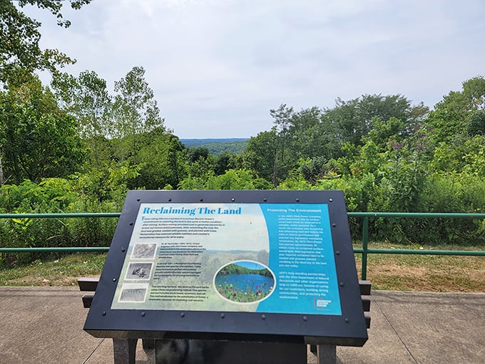Reclaiming The Land isn't just a sign—it's the remarkable second act of this landscape, transformed from strip mine to recreational paradise.