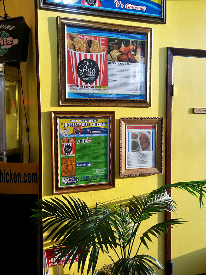 The wall of fame showcases well-deserved accolades. When your chicken's this good, you're allowed to brag a little.
