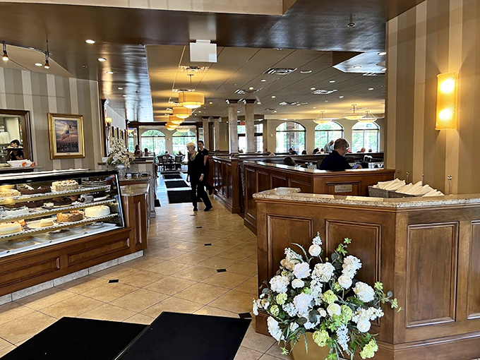 Another angle reveals the spacious comfort that makes lingering over lunch irresistible here.