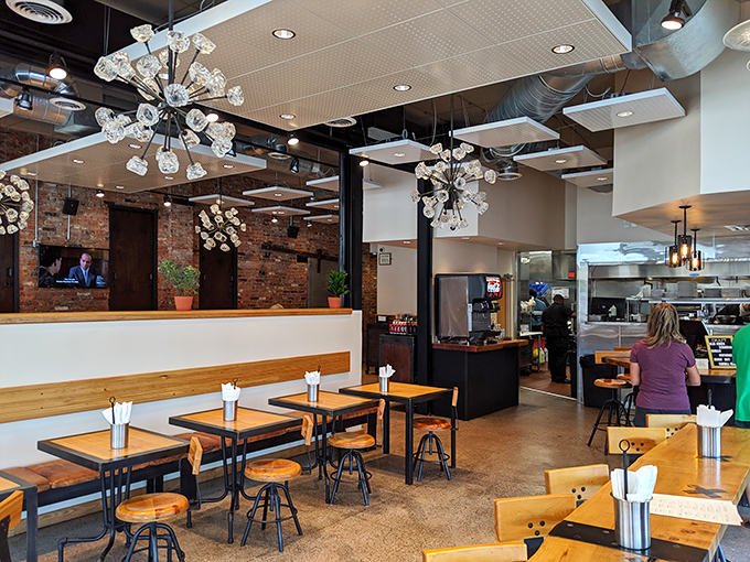 The ordering counter combines efficiency with style, where cornbread dreams begin and barbecue fantasies become delicious reality.