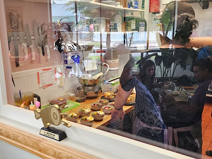 The open kitchen is dinner and a show. Those prep bowls aren't just containers&mdash;they're vessels of potential deliciousness waiting their turn.