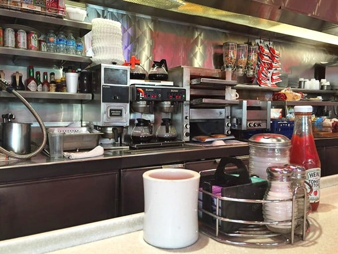 Behind every great diner is a well-stocked station of coffee pots, condiments, and the essential tools of the breakfast trade &ndash; ready for action.