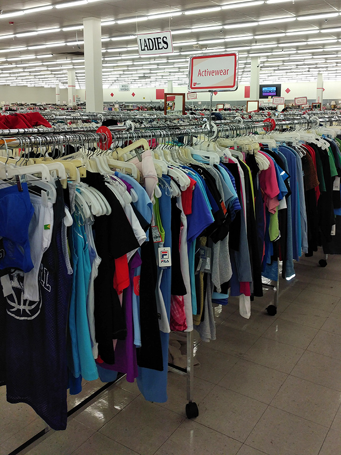 Ladies' activewear that's seen more closets than workouts. That basketball jersey might have stories to tell about pickup games at the Y.