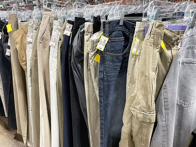 The pants parade stands at attention. From khakis that scream "casual Friday" to jeans with potential decades of comfort ahead&mdash;all pre-softened for your wearing pleasure.