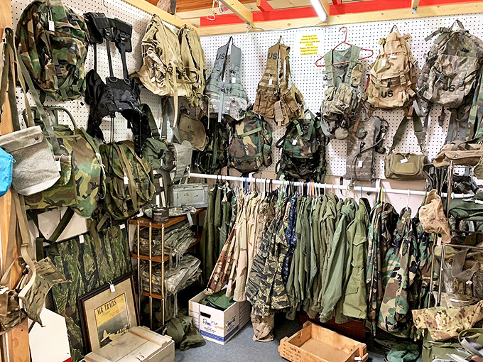 Military memorabilia that honors history. Each uniform and pack represents someone's service, preserved for future generations to remember.