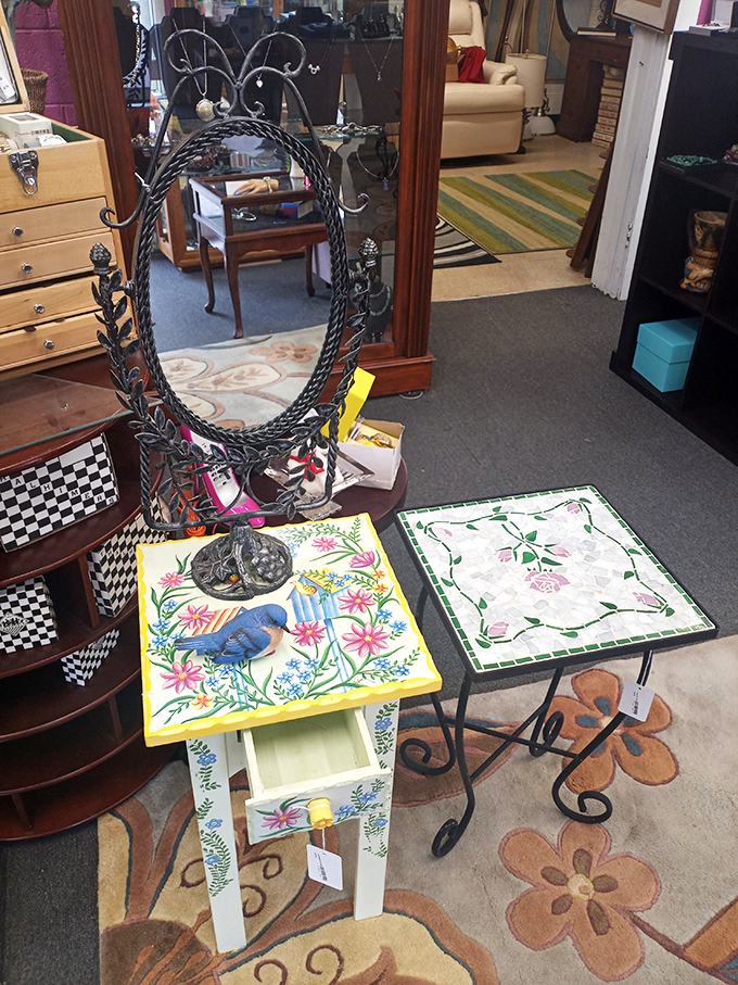 That wrought-iron mirror frame has seen more outfit changes than a Broadway production. Now it waits for its next leading role.