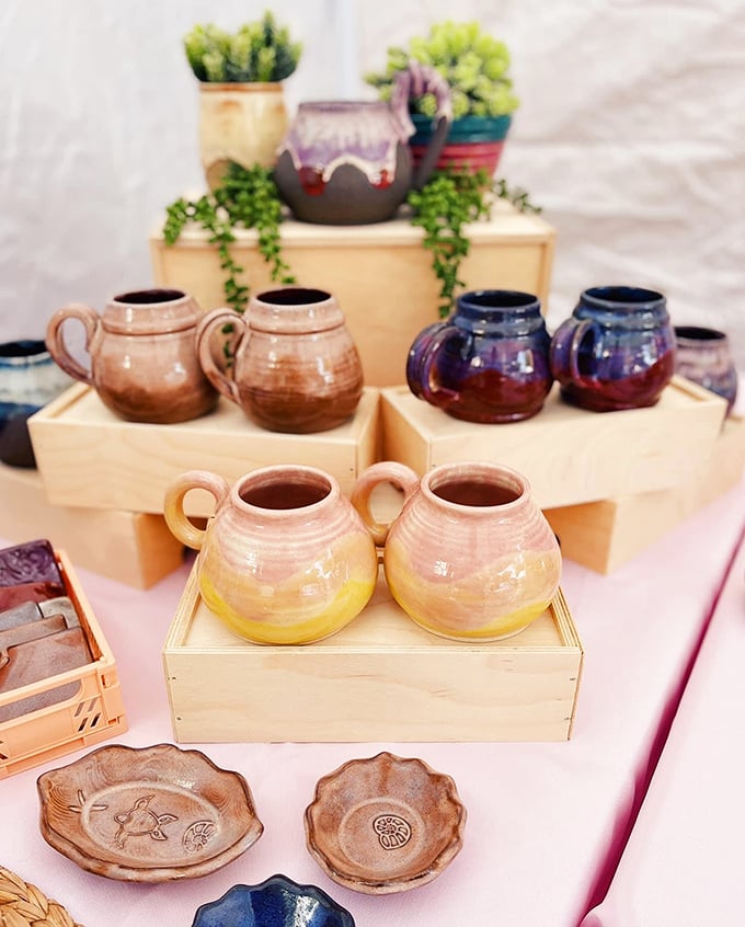 Mugs gathered like old friends at a coffee shop reunion, each with its own personality.