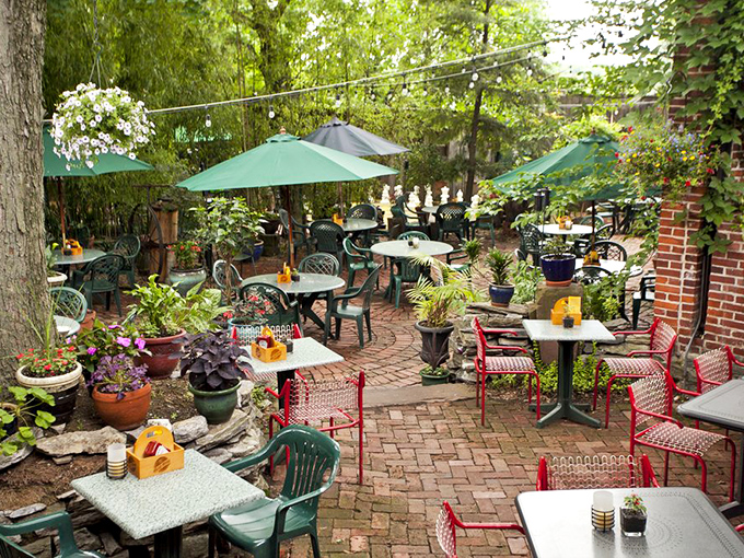 The Biergarten at Bube's is a botanical wonderland where umbrellas provide shade and cold beers provide happiness. Summer afternoons were made for this.