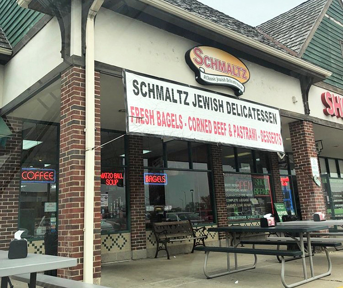 The original Schmaltz location sports a classic deli look &ndash; where "Fresh Bagels" isn't just signage, it's a solemn promise.