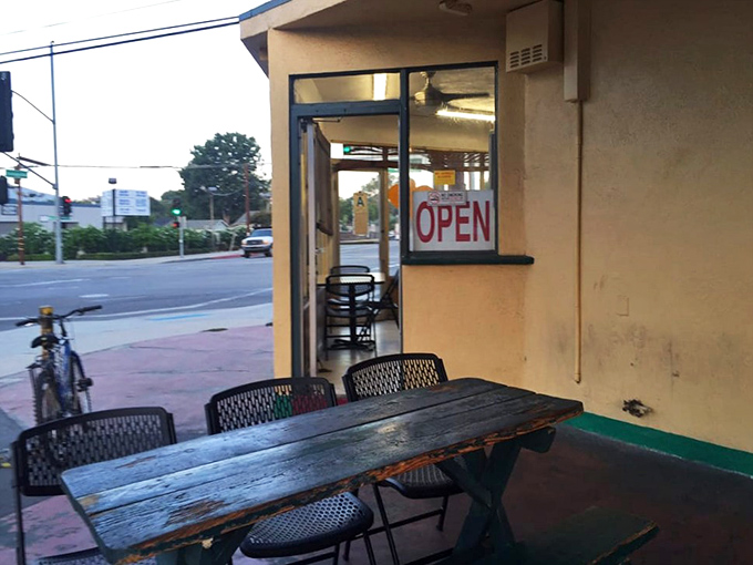 The outdoor seating area&mdash;where morning sunshine, people-watching, and breakfast burritos combine to create the perfect California morning trifecta.