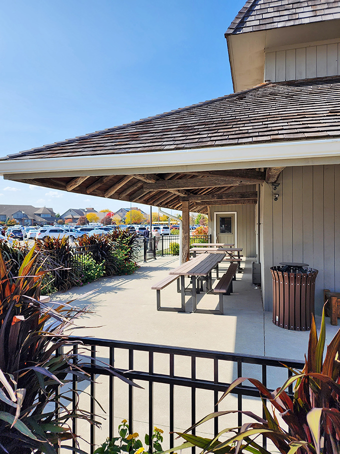 The outdoor seating area offers a moment of reflection before the impending food coma. Your car will feel mysteriously heavier on the drive home.