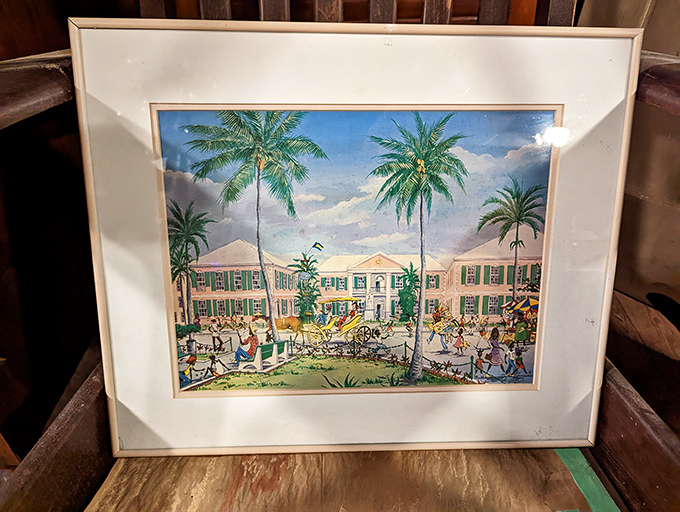 A tropical scene frozen in time &ndash; this framed artwork transports you to palm-lined streets where worries melt away like ice cream in July. 
