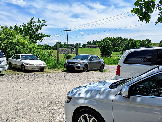 The decidedly unglamorous parking situation is your first clue that this isn't an overcrowded tourist trap&mdash;and that's precisely the point.