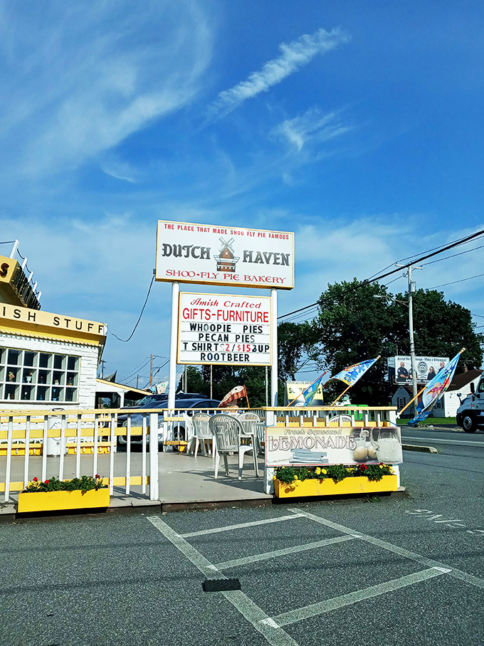 The outdoor patio offers a sunny spot to enjoy your treats while watching the world go by. That lemonade stand is practically begging for your attention.