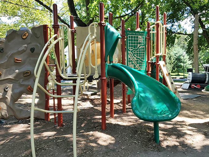 After exploring underground, kids can reach for the sky on this playground &ndash; because balance is important in life and vacations.