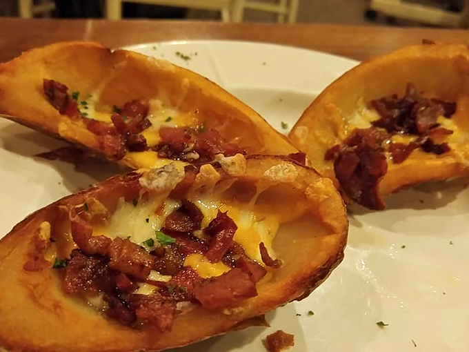 Potato skins loaded with bacon and cheese &ndash; the 1980s appetizer that deserves its comeback tour more than most boy bands.