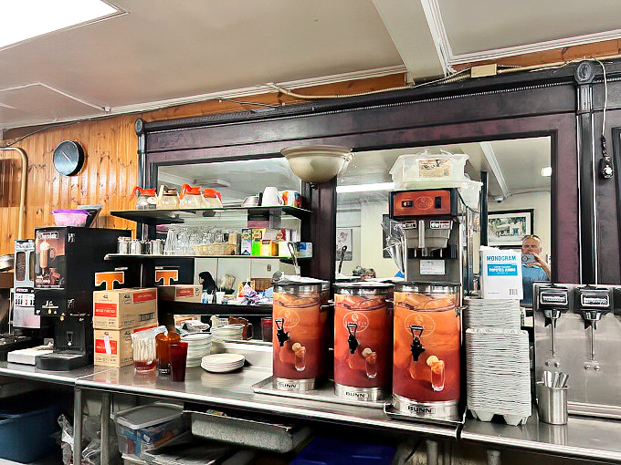 Sweet tea dispensers standing at attention like caffeinated soldiers. In the South, these aren't beverages &ndash; they're institutions. 