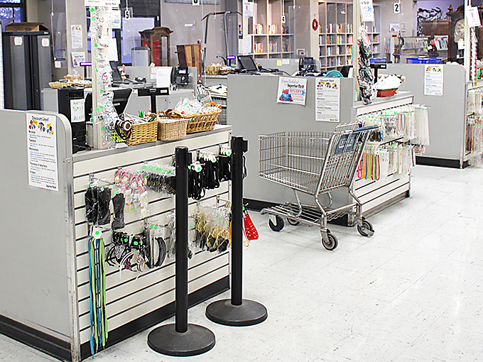The checkout area&mdash;the final frontier between your good intentions to "just browse" and the reality of your overflowing cart.