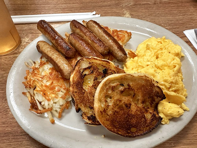 A sausage platter that would make your favorite diner back home pack up and move.