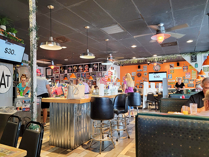 The dining room buzzes with conversation and clinking silverware&mdash;a community gathering spot where breakfast decisions are the day's most important business.