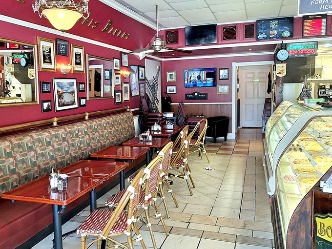 Red walls and classic bistro tables transport you straight to Montmartre. Just squint a little and you'll swear you're overlooking the Seine.