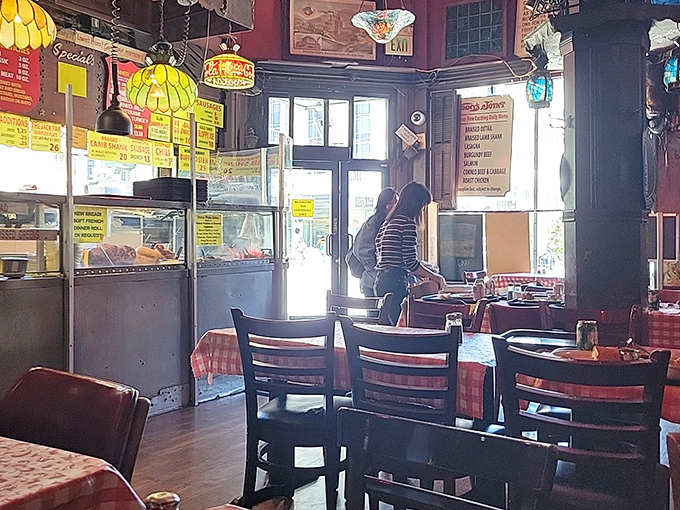 The dining room at Tommy's Joynt&mdash;where strangers become friends and friends become family over plates of hofbrau heaven.