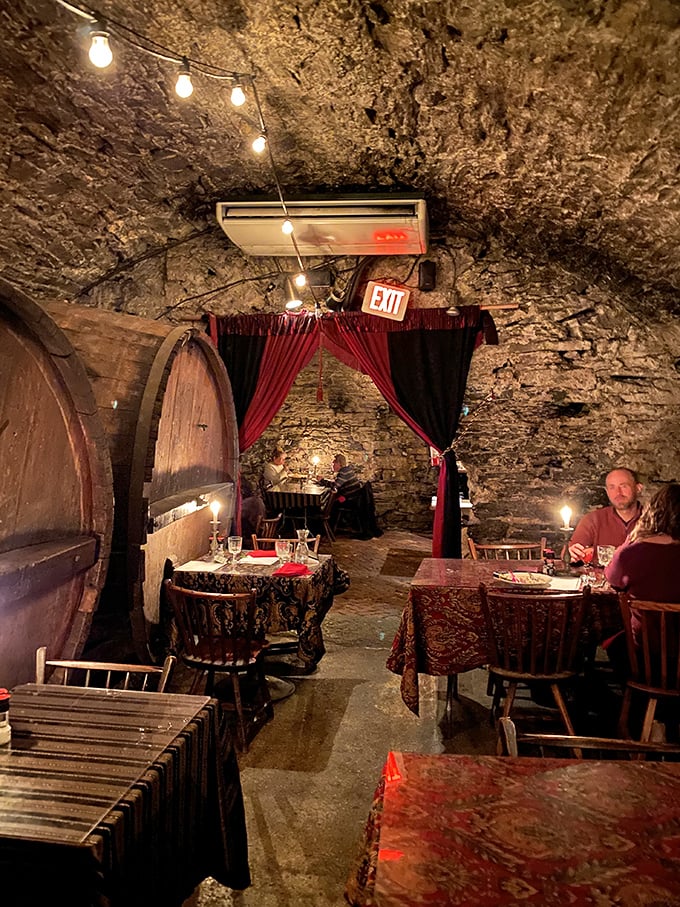 Dining in the Catacombs feels like eating in a medieval castle's secret room. Those stone walls have been keeping dining secrets since before electricity was cool.