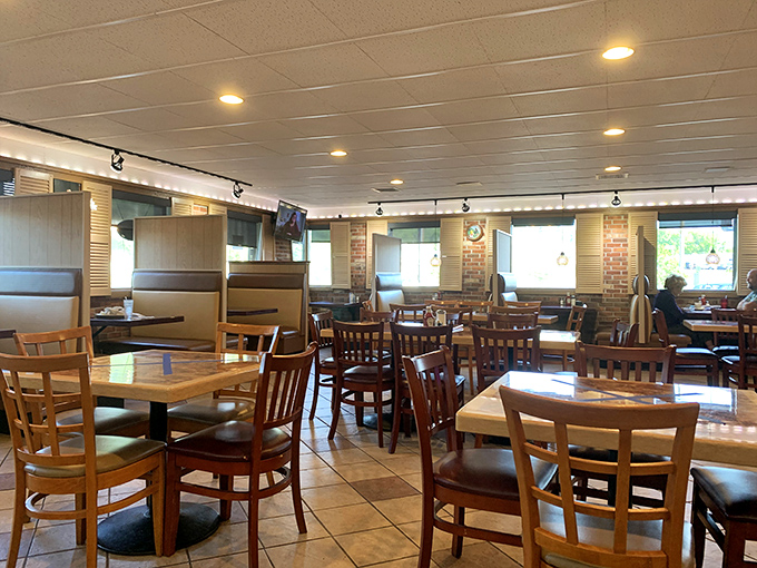 Classic diner seating that invites you to slide in, settle down, and stay awhile. Tables that have heard thousands of Delaware stories.