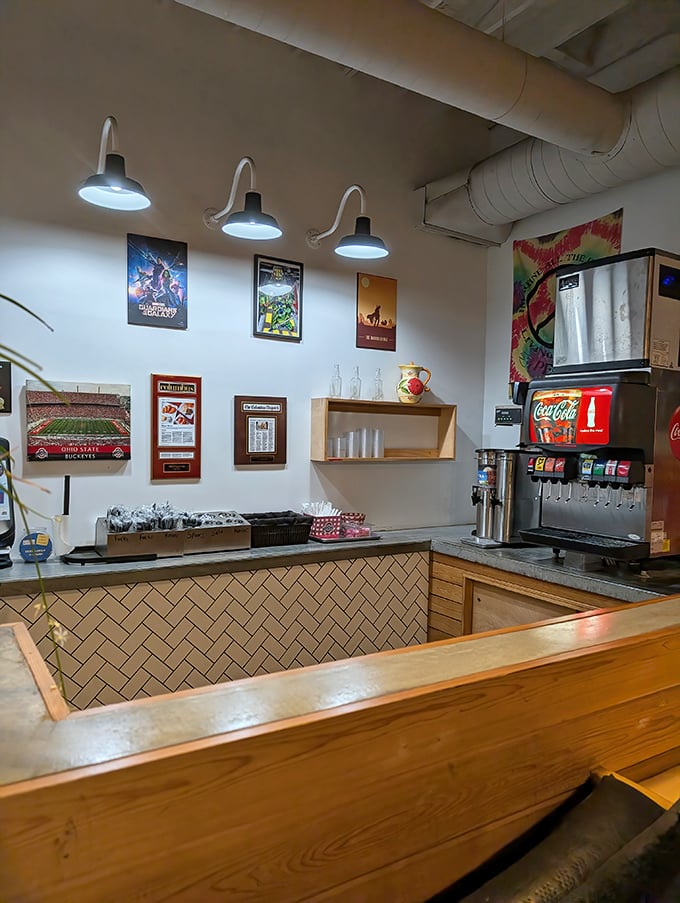 Movie posters and Ohio State memorabilia adorn the walls &ndash; because great chicken tastes even better when you're surrounded by local pride.