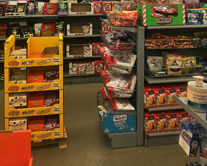 Snack attack central! From Reese's to Ritz, the checkout area tempts with treats that make bargain hunting even sweeter. 
