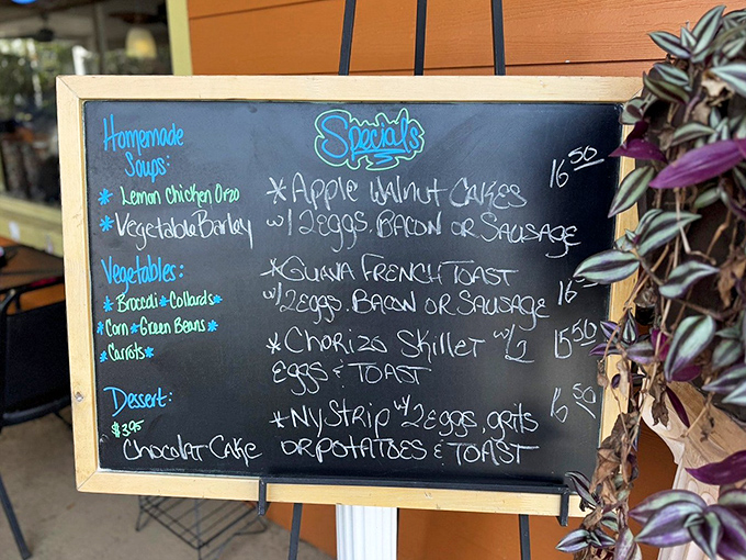 The specials board reads like a love letter to your appetite. Apple walnut pancakes? The diet starts tomorrow... or maybe next week.