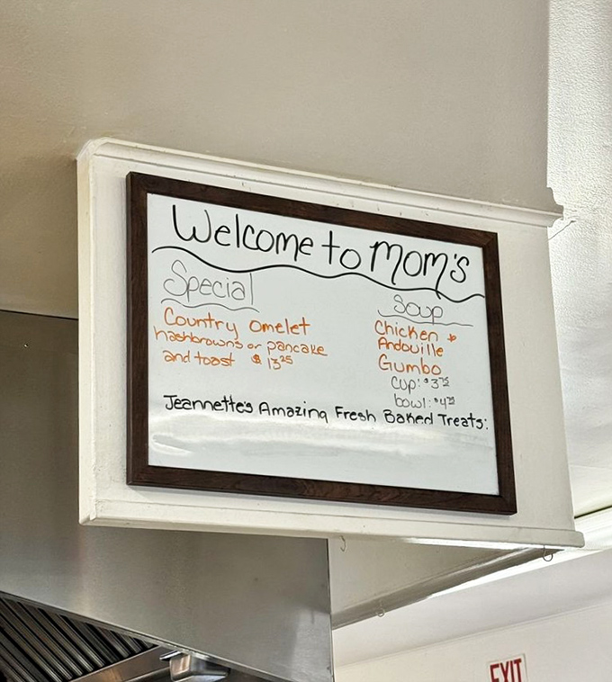 Daily specials board promising fresh treats – where "Jeannette's Amazing Fresh Baked Treats" sounds like pure morning magic.