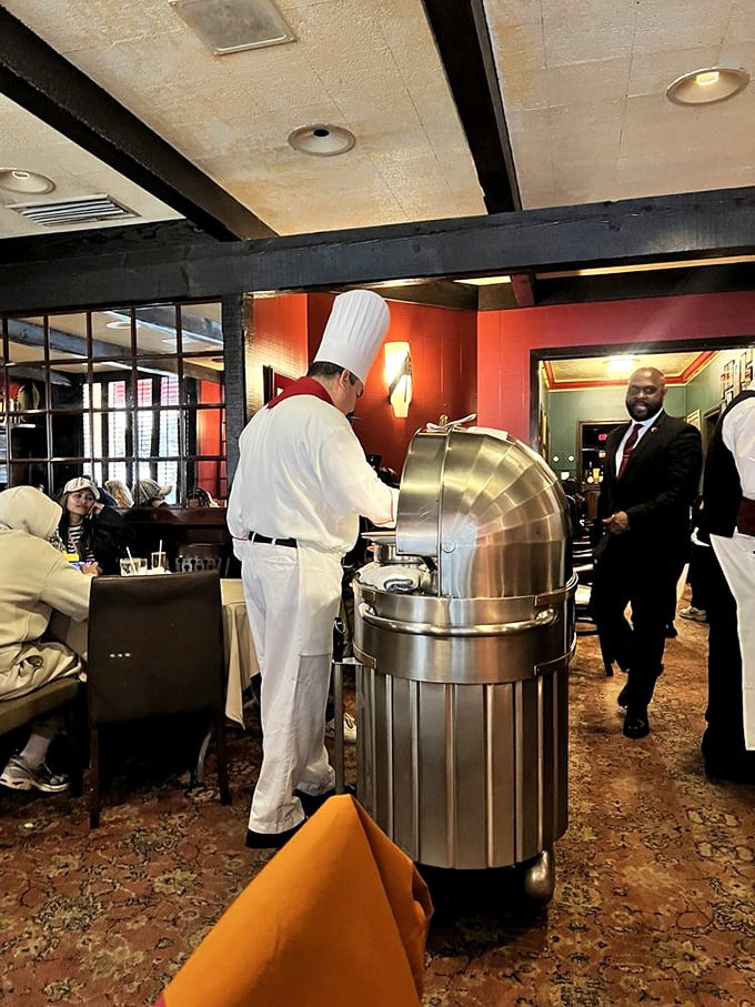 The silver meat cart&mdash;a gleaming chariot of beef joy, piloted by white-jacketed carvers who wield their knives with surgical precision.