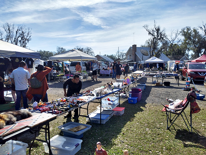 Weekend treasure hunting in full swing. Under Florida's blue skies, each table holds possibilities&mdash;one person's castoff becoming another's perfect find.