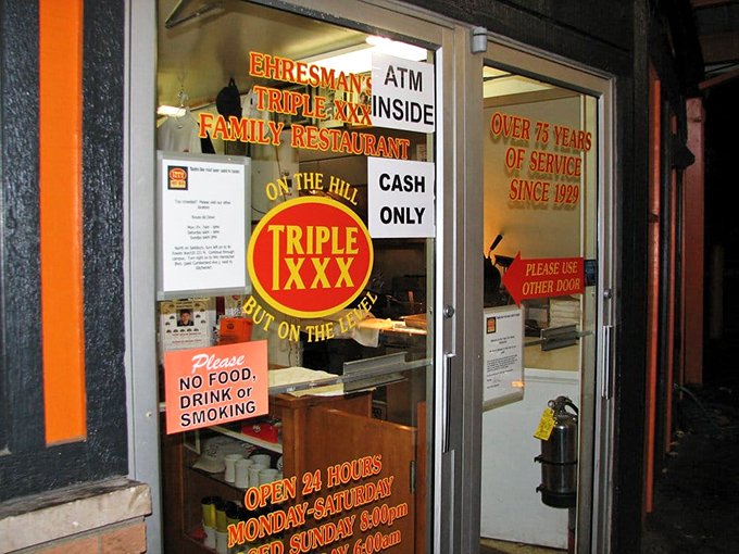 The door says "Over 75 years of service since 1929," but what it really means is "We've been doing this right for generations."