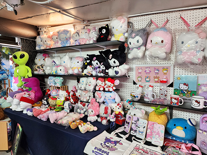 Plush paradise! More stuffed animals than a pediatrician's waiting room, but infinitely more fun.