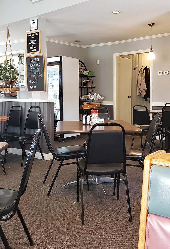 Comfortable seating invites you to linger over coffee and contemplate ordering just one more dish.