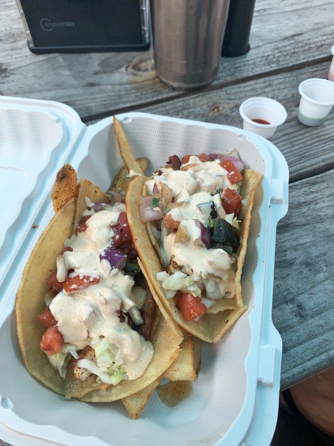 Fish tacos done right should make you pause mid-bite to question all your previous life choices. These demand that moment of reflection.