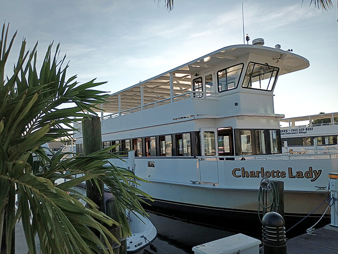 Your chariot to paradise awaits. The Charlotte Lady ferry transforms ordinary tourists into temporary castaways with amenities.