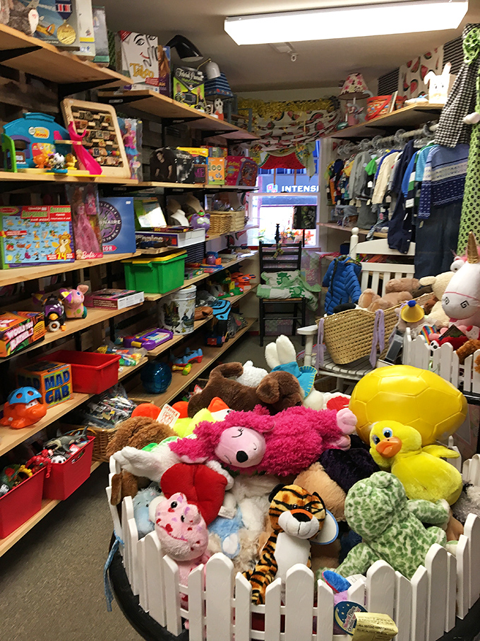 Stuffed animal paradise! Where teddy bears, tigers, and ducks find new homes with lucky children.