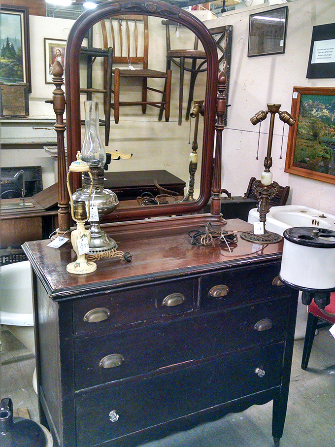 This isn't just a dresser with a mirror; it's a time machine to morning routines from a century ago.