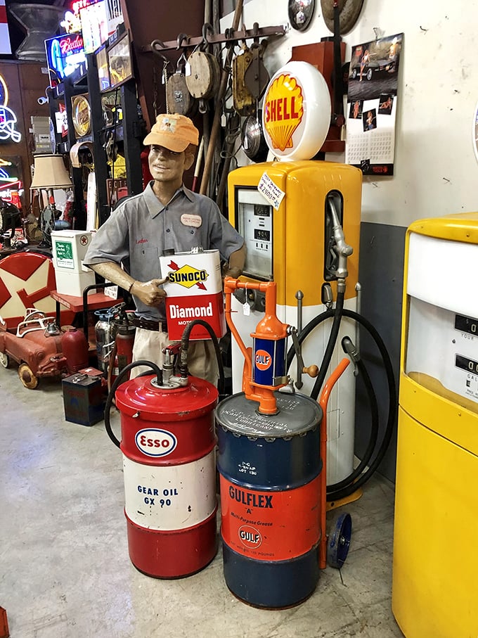 The vintage gas station display &ndash; when service attendants wore uniforms and "fill 'er up" meant more than just pushing a button.
