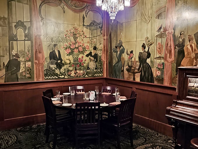The Rose Room's vintage murals create an intimate dining alcove that feels like you've stumbled into a secret Arizona society where the password is "medium rare."