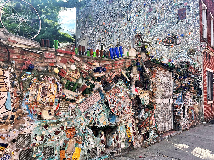 Urban walls transformed into a three-dimensional scrapbook of objects that might have been forgotten but instead became immortalized in cement.