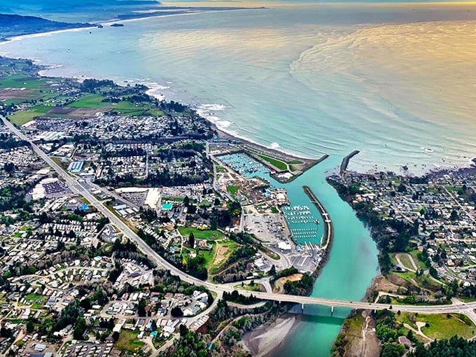 Brookings Harbor sparkles like a budget-friendly jewel where the Chetco River meets the Pacific Ocean.